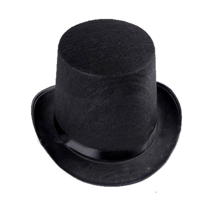 Topi Top Hard Klasik, 100% Wol Murni Topi Steampunk Pola Polos Dicelup
